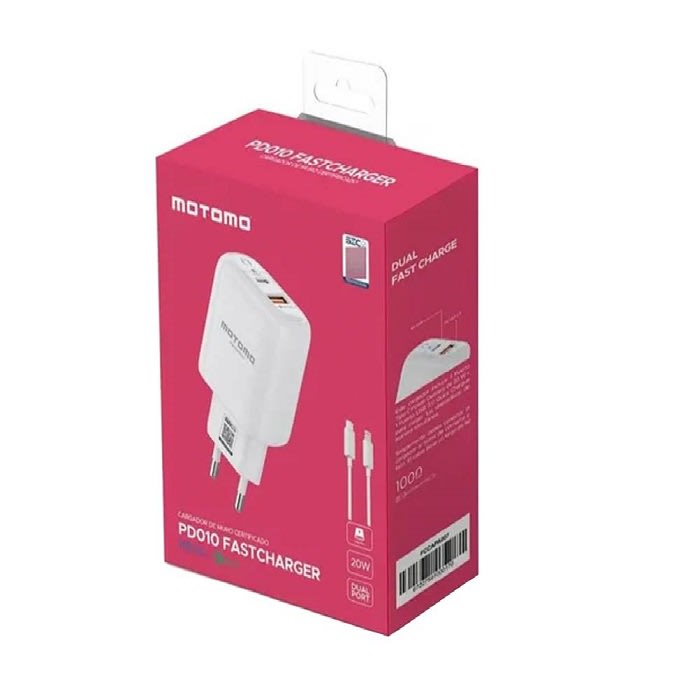 Pack Motomo Cable Lighting + Cargador 20w Blanco – Digitek Chile
